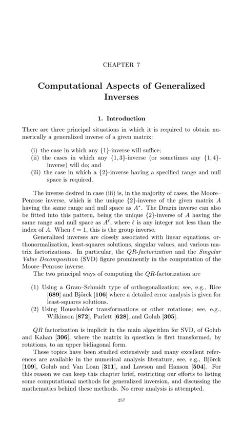 Pdf Computational Aspects Of Generalized Inverses