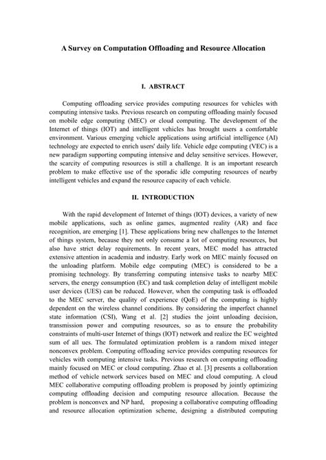 pdf a survey on computation offloading and resource allocation