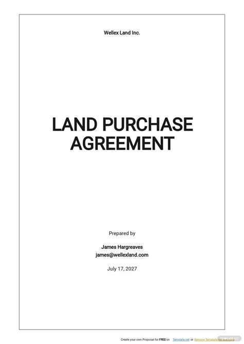 Free Printable Land Purchase Agreement Form