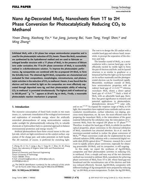 Nano Ag Decorated Mos2 Nanosheets Through 1t To 2h Phase Conversion For