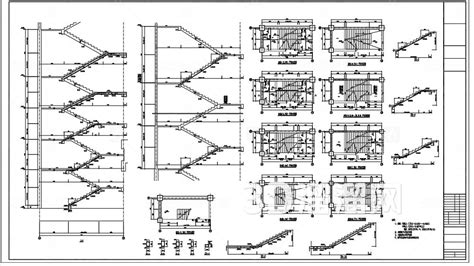 【混凝土楼梯详图（中建）cad图纸下载】全套图纸 包含文件：节点大样 3d溜溜网 3d66