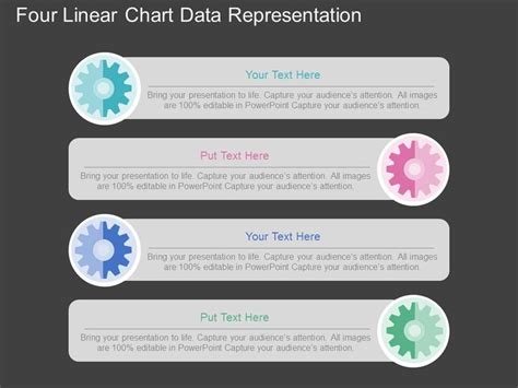 Four Linear Chart Data Representation Flat Powerpoint Design