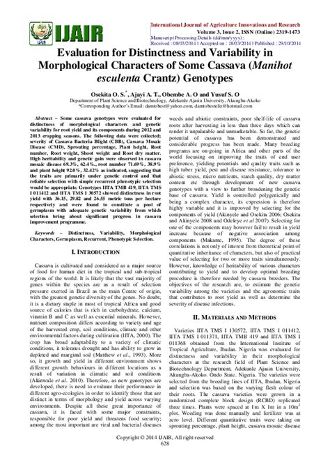 Pdf Evaluation For Distinctness And Variability In Morphological