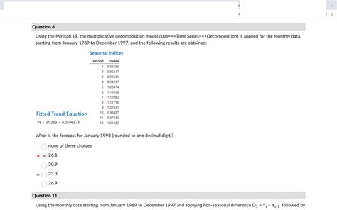 Solved Using The Minitab 19 The Multiplicative