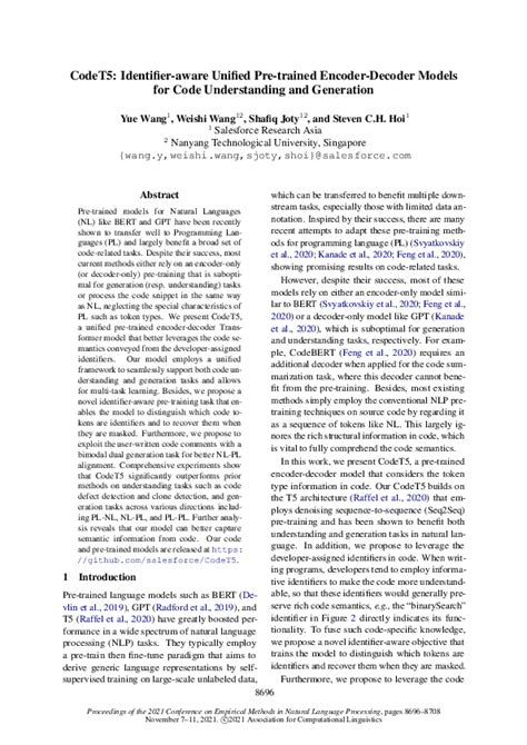 Pdf Codet5 Identifier Aware Unified Pre Trained Encoder Decoder Models For Code Understanding