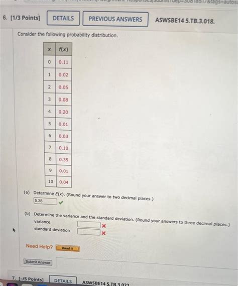 Solved Consider The Following Probability Distribution A Chegg