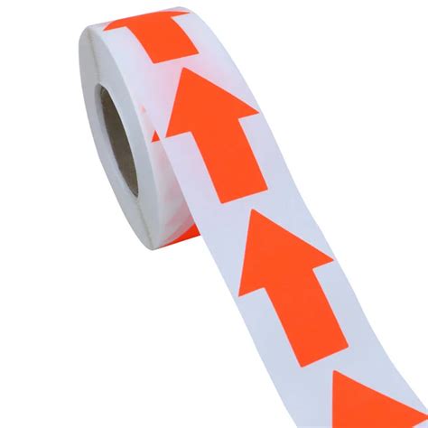 Hybsk 형광 녹색빨간색 화살표 스티커 총 500 롤 당 2 인치 레이블