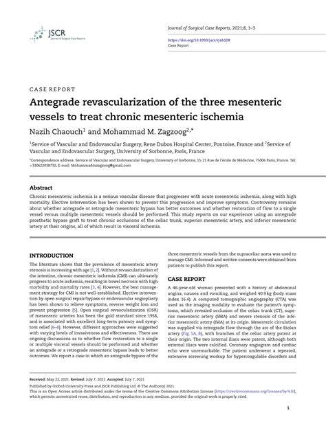 Pdf Antegrade Revascularization Of The Three Mesenteric Vessels To