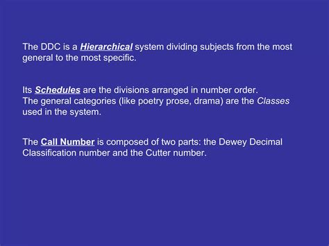Dewey Decimal Classification Ppt