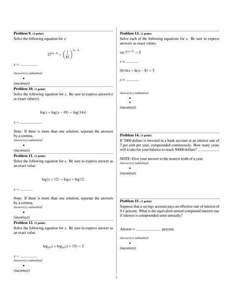 Solved Problem Point Solve The Following Equation For Chegg Com
