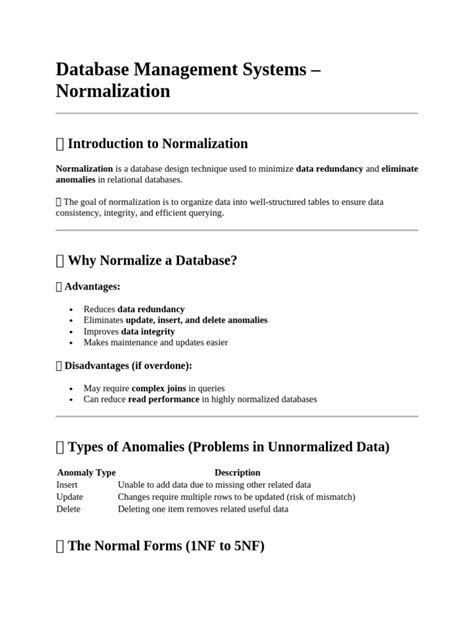 Notes On Normalization Database Management Pdf Databases