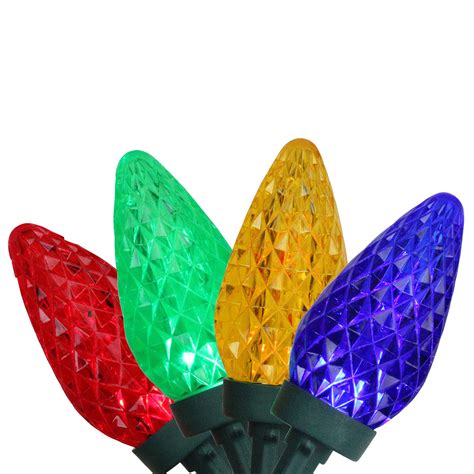100ct Multi Color Faceted Led C9 Christmas Lights 66ft Green Wire