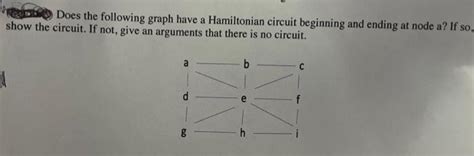 Solved Does The Following Graph Have A Hamiltonian Circuit