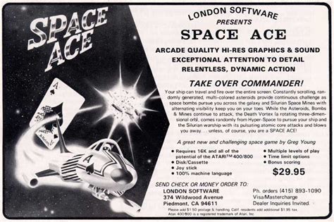 atari 400 800 xl xe space ace scans dump download screenshots ads