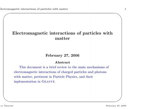 Electromagnetic Interactions Of Particles With Matter Slac Geant4