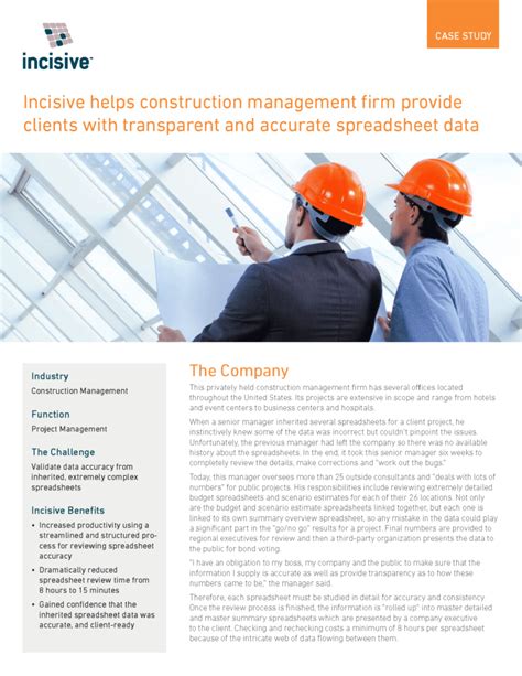 Construction Management Incisive Helps Confirm Intricate Web Of Data In Inherited Spreadsheets