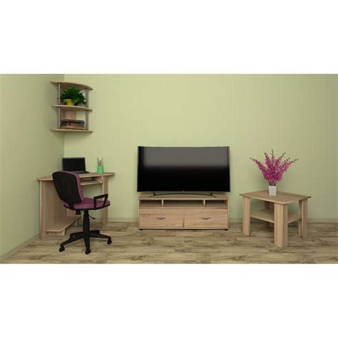 Стол Компьютерный СУ 15 Компанит угловой с полкой под системный блок и дополнительной полкой Дуб