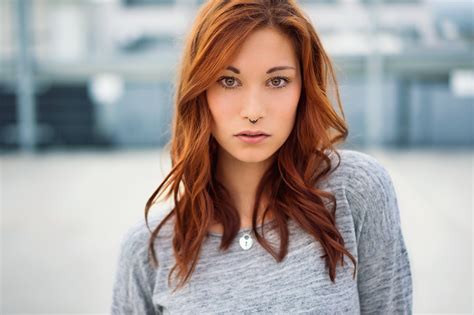 Wallpaper Face Women Redhead Model Nose Rings Long Hair Glasses