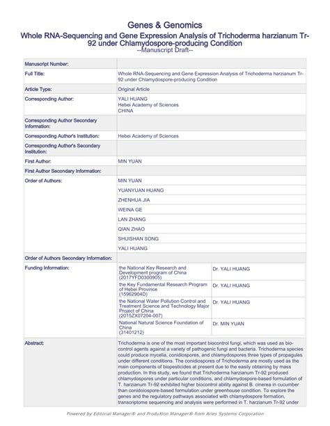 Pdf Whole Rna Sequencing And Gene Expression Analysis Of Trichoderma Harzianum Tr 92 Under