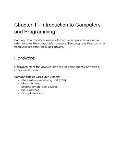 Cp104 Midterm Notes Chapter 1 Introduction To Computers And