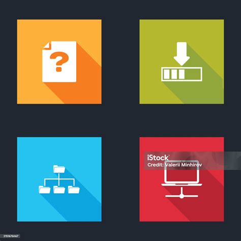 Set Unknown Document Loading Folder Tree And Computer Network Icon