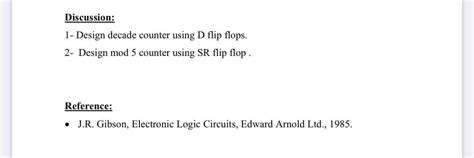 Solved Discussion 1 Design Decade Counter Using D Flip Chegg Com