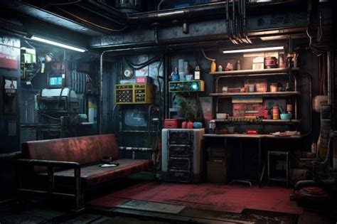 Premium Photo Dystopian Cyberpunk Apartment Futuristic Room House