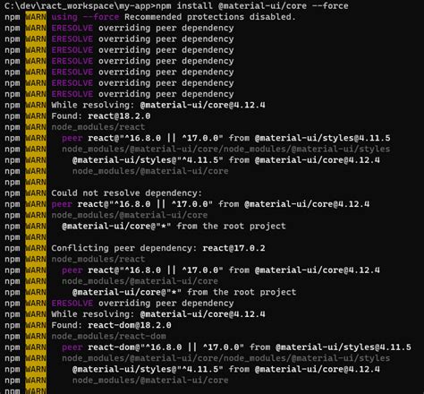 [react] npm err fix the upstream dependency conflict or retry