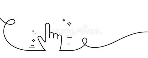 Hand Cursor Line Icon Click Action Sign Continuous Line With Curl