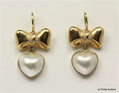 Mabe Pearl And Diamond Bow Earrings In 9ct Gold Earrings Jewellery