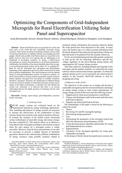 Pdf Optimizing The Components Of Grid Independent Microgrids For Rural Electrification