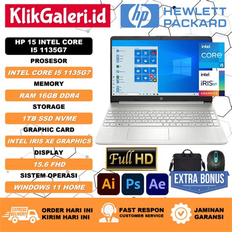Jual Promo Laptop HP Intel Core I5 1135G7 16GB 1TB SSD NVME 15 6 Full HD Fingerprint Silver