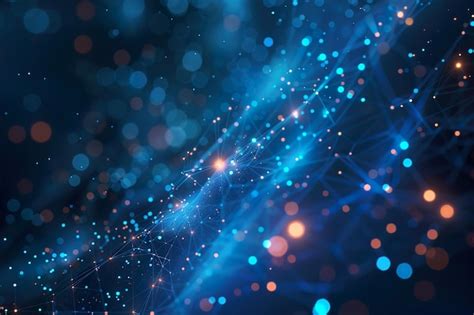 Blue Abstract Background With A Network Grid And Particles Generative Ai Image Premium Ai