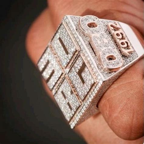 Iced Diamond Men Ring Custom Iced Initial Hip Hop Ring 14kt Gold Over