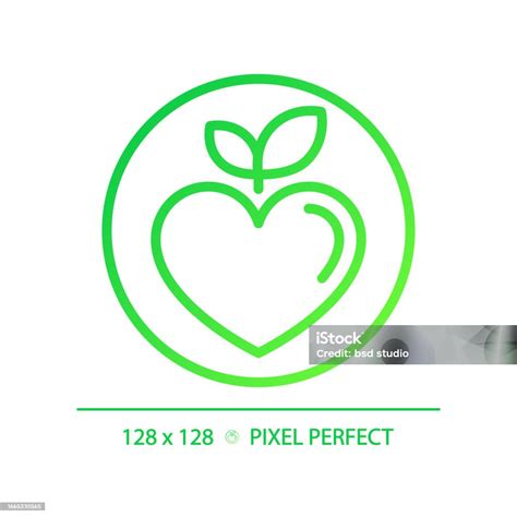 2d Thin Linear Green Gradient Healthy Food Icon Stock Illustration