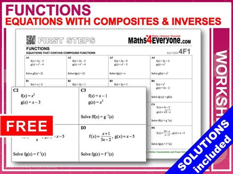 worksheet on composite functions printable and enjoyable learning