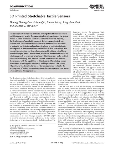 Pdf 3d Printed Stretchable Tactile Sensors