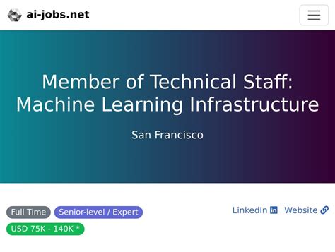 [hiring] member of technical staff machine learning infrastructure in