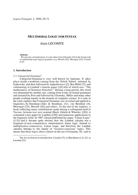 Pdf Multimodal Logic For Syntax