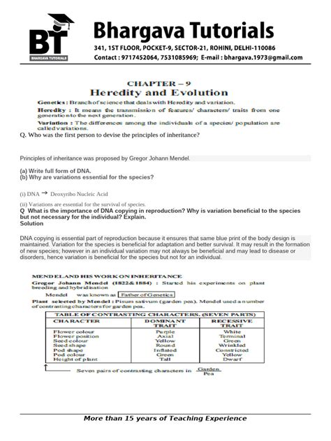 Heredity Notes F 1 Pdf Dominance Genetics Sex