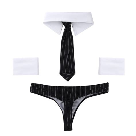 Mens Sexy Costumes Male Police Detective Cosplay Lingerie Suit Stripe Bikini Briefs Underwear