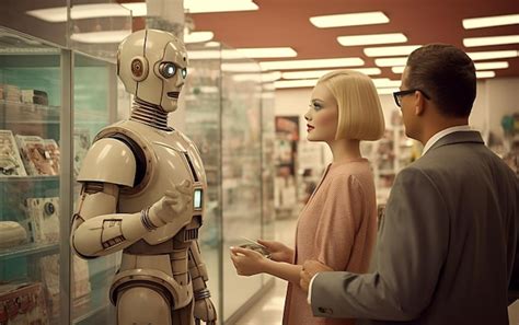 Premium Ai Image Robotic Retail Therapy Real Robot Shopping For