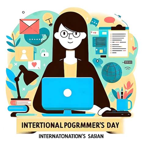International Programmers Day Flat Illustration 3d Render Typography