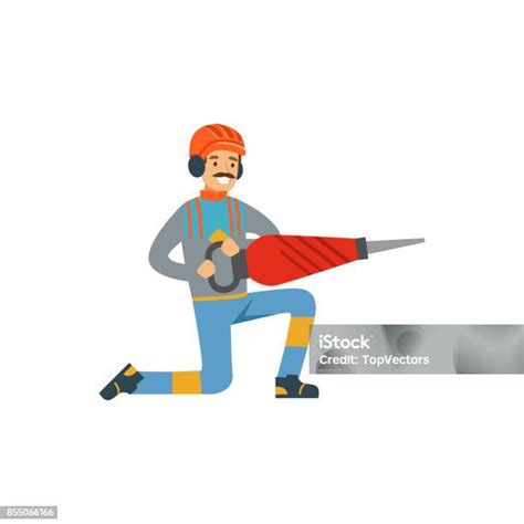 남자 광부 노동자 유니폼 들고 소형의 착 암기 직장에서 석탄 광산 업계 벡터 일러스트 레이 션 전문 광부 남자에 대한 스톡 벡터 아트 및 기타 이미지 Istock