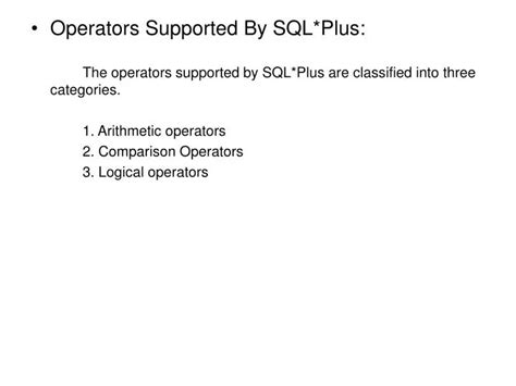 ppt operators supported by sql plus powerpoint presentation free
