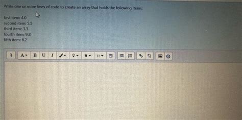 Solved Write One Or More Lines Of Code To Create An Array