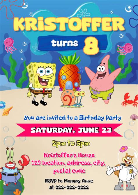Copy Of Spongebob Birthday Invitation Design Postermywall