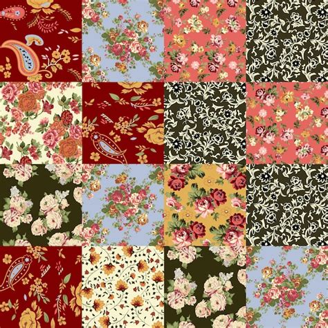 Premium Psd Cute Seamless Patchwork Pattern With Flowers And Geometric
