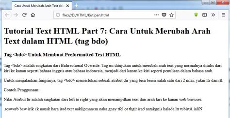 Tutorial Text Html Part 7 Cara Untuk Merubah Arah Text Dalam Html Tag