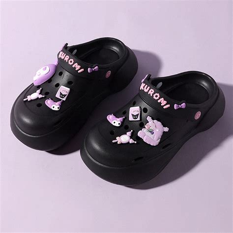 Kuromi Cute Hollow Out Vented Black Clogs